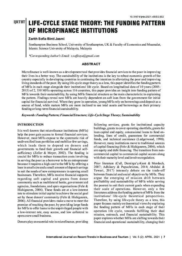 (PDF) Life-Cycle Stage Theory: The Funding Pattern of Microfinance ...