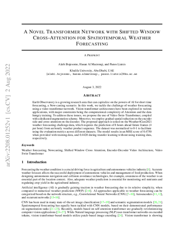 (PDF) A Novel Transformer Network with Shifted Window Cross-Attention ...