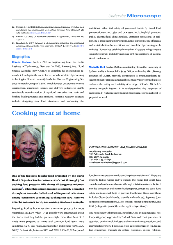 (PDF) Cooking meat at home