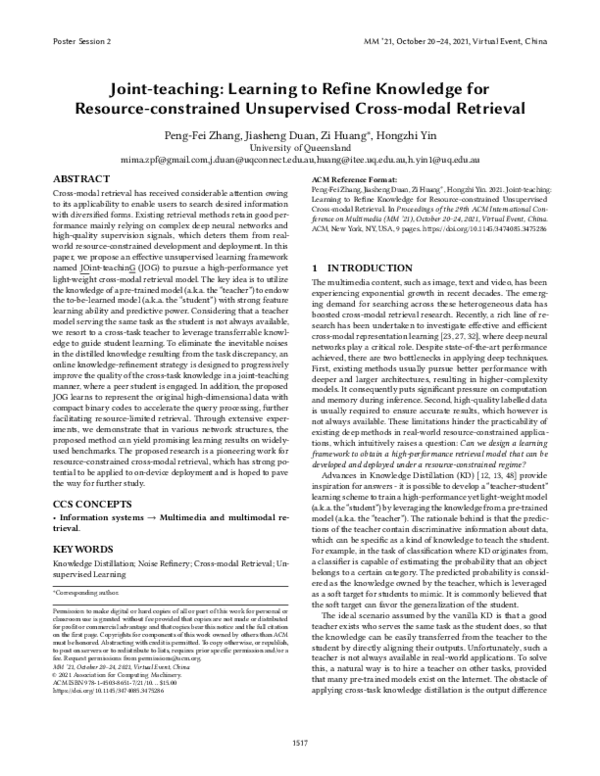 (PDF) Joint-teaching: Learning to Refine Knowledge for Resource-constrained Unsupervised Cross ...