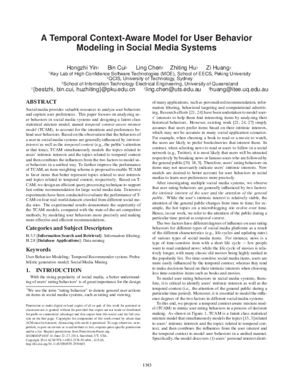 Pdf A Temporal Context Aware Model For User Behavior Modeling In