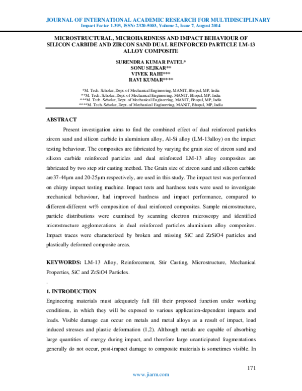 (PDF) Microstructural, Microhardness and Impact Behaviour of Silicon Carbide and Zircon Sand ...