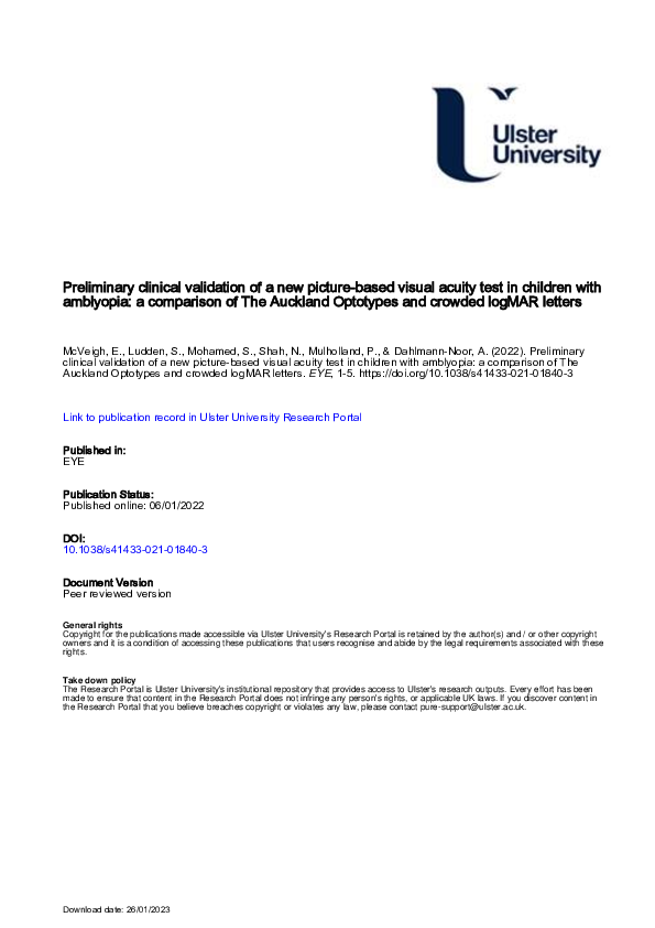 (PDF) Preliminary clinical validation of a new picture–based visual ...