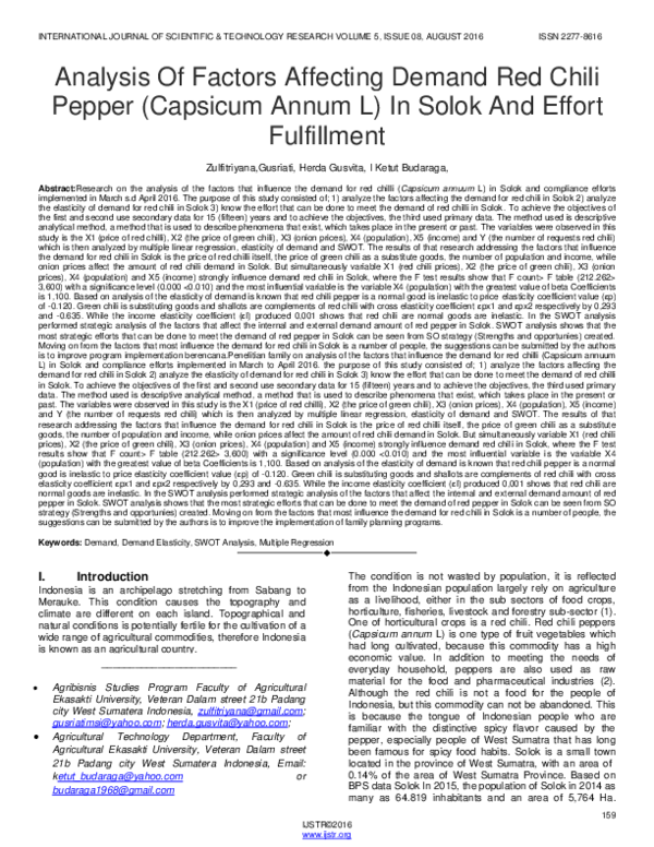 (PDF) Analysis Of Factors Affecting Demand Red Chili Pepper (Capsicum ...
