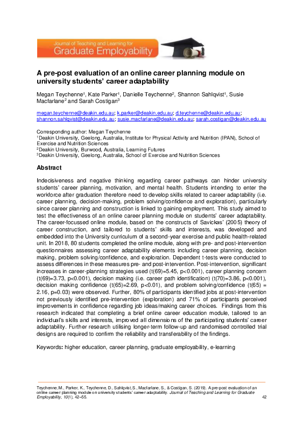 (PDF) A pre-post evaluation of an online career planning module on ...