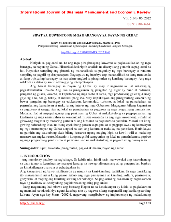 (PDF) Sipat Sa Kuwento NG Mga Barangay Sa Bayan NG Gubat