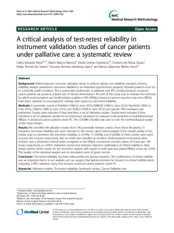 (PDF) A critical analysis of test-retest reliability in instrument ...