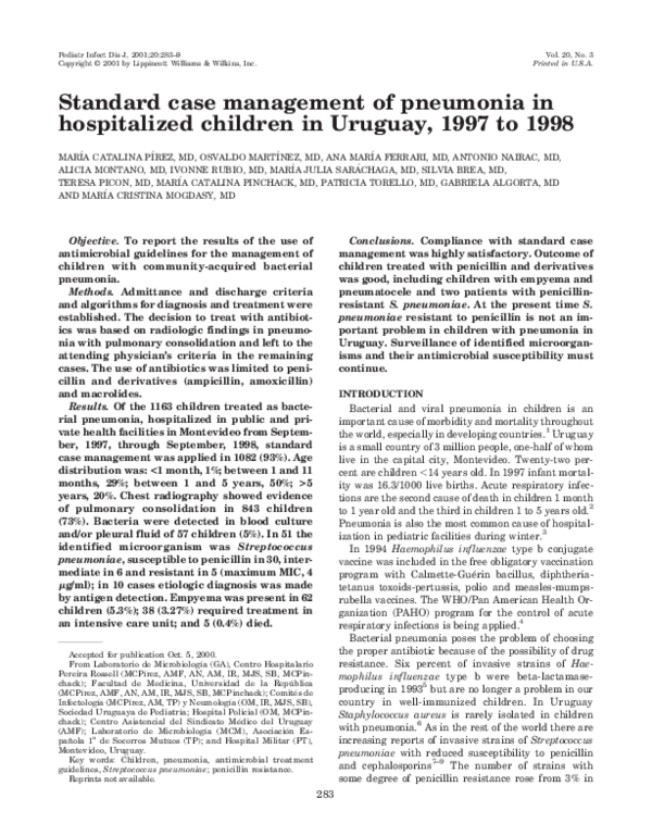 (PDF) Standard case management of pneumonia in hospitalized children in ...