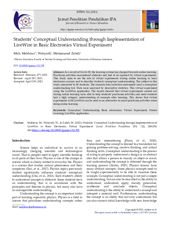 (PDF) Students’ Conceptual Understanding through Implementation of LiveWire in Basic Electronics ...