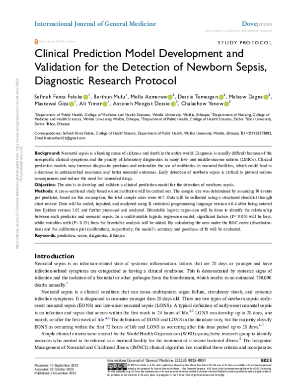 (PDF) Clinical Prediction Model Development and Validation for the Detection of Newborn Sepsis ...