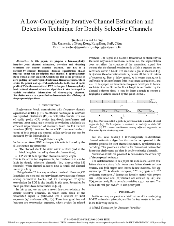 (PDF) A low-complexity iterative channel estimation and detection technique for doubly selective ...