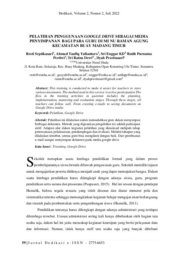 (PDF) Pelatihan Penggunaan Google Drive Sebagai Media Penyimpanan Bagi ...