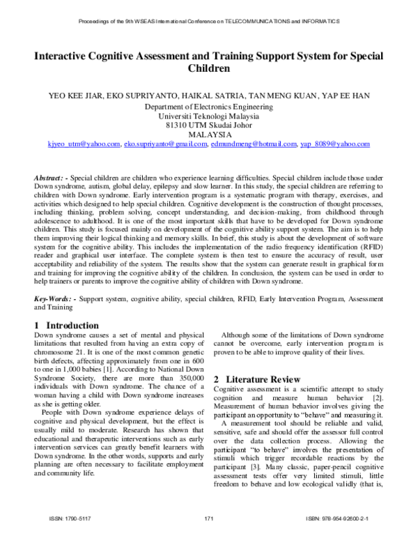 (PDF) Interactive cognitive assessment and training support system for ...