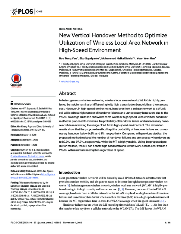 (PDF) New Vertical Handover Method to Optimize Utilization of Wireless Local Area Network in ...