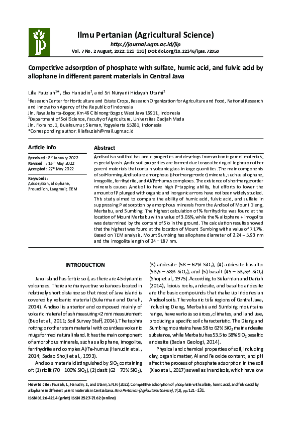 (PDF) Competitive adsorption of phosphate with sulfate, humic acid, and ...