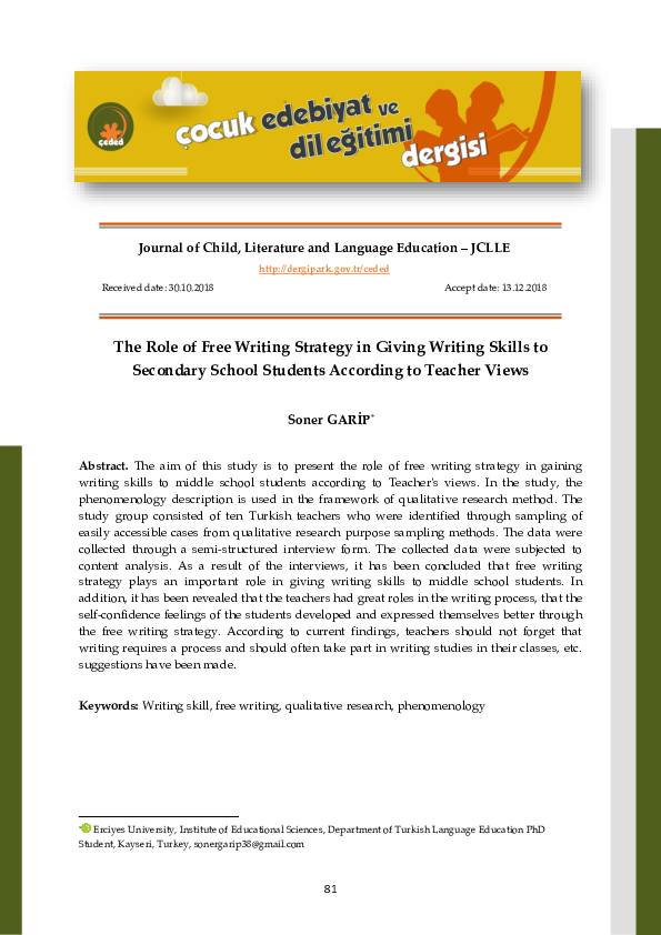 (PDF) The Role of Free Writing Strategy in Giving Writing Skills to ...