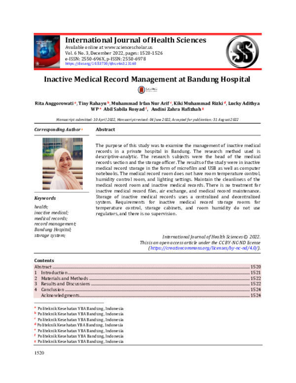 (PDF) Inactive medical record management at Bandung Hospital