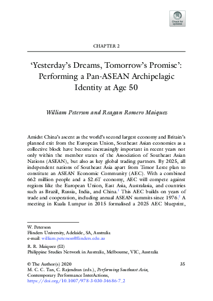 (PDF) 'Yesterday's Dreams, Tomorrow's Promise': Performing a Pan-ASEAN ...