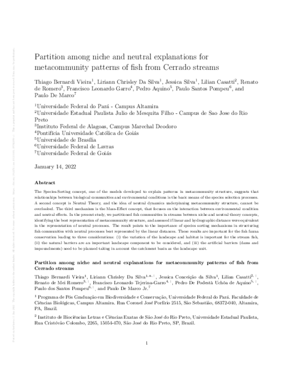 (PDF) Partition among niche and neutral explanations for metacommunity ...