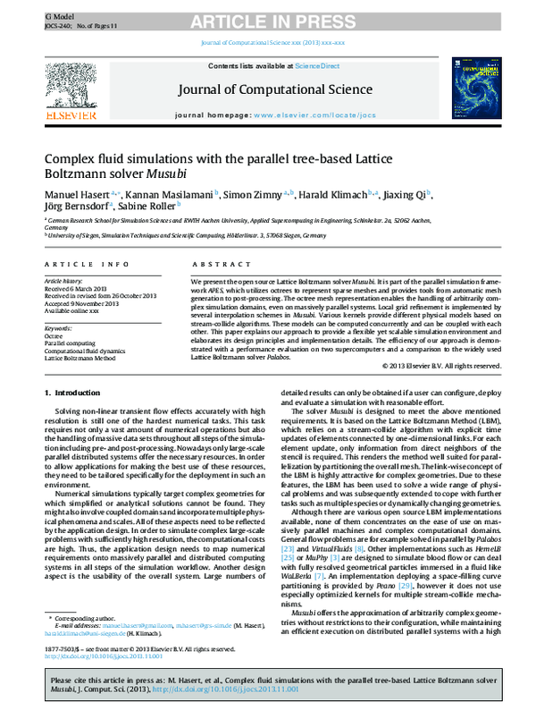 (PDF) Complex fluid simulations with the parallel tree-based Lattice ...