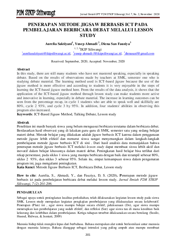 (PDF) Penerapan Metode Jigsaw Berbasis Ict Pada Pembelajaran Berbicara Debat Melalui Lesson ...