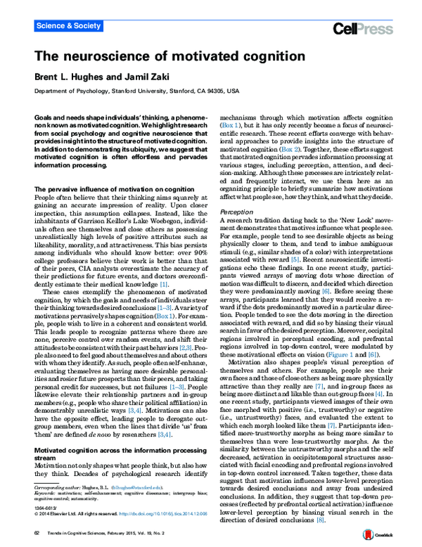 (PDF) The neuroscience of motivated cognition