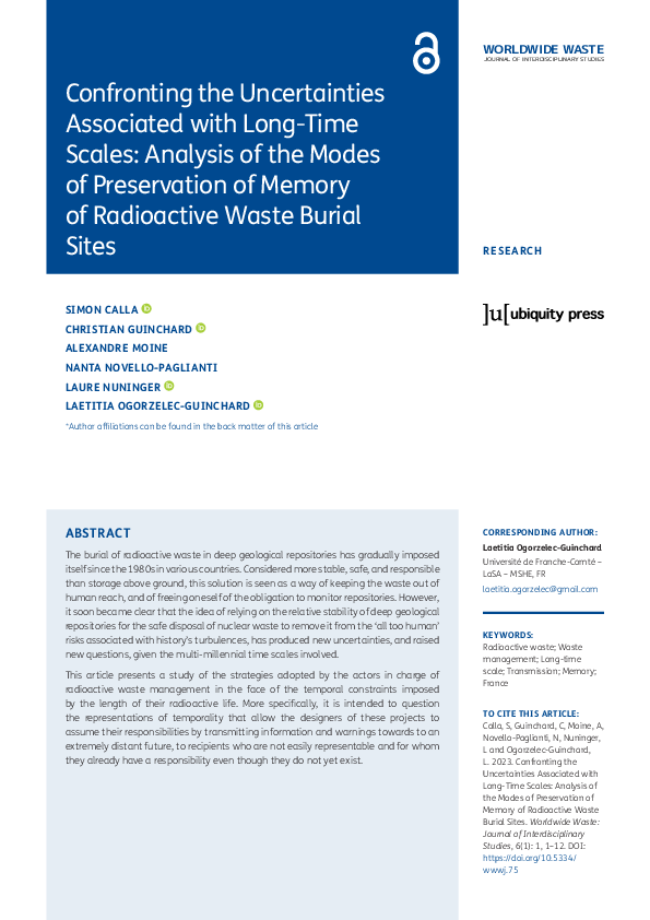 (PDF) Confronting the Uncertainties Associated with Long-Time Scales ...