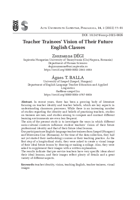 (PDF) Teacher Trainees’ Vision of Their Future English Classes