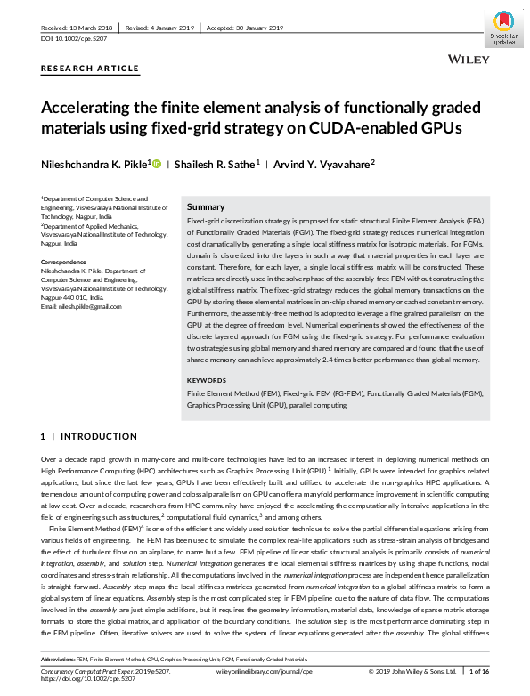 Pdf Accelerating The Finite Element Analysis Of Functionally Graded Materials Using Fixed‐grid