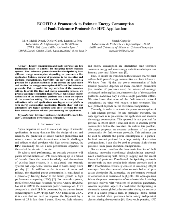 Pdf Ecofit Estimating Energy For Fault Tolerance 