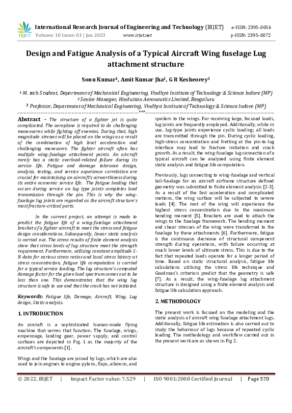 (PDF) Design and Fatigue Analysis of a Typical Aircraft Wing fuselage ...