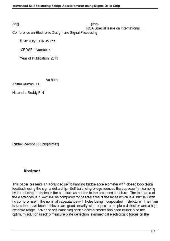 (PDF) Advanced Self Balancing Bridge Accelerometer using Sigma Delta Chip