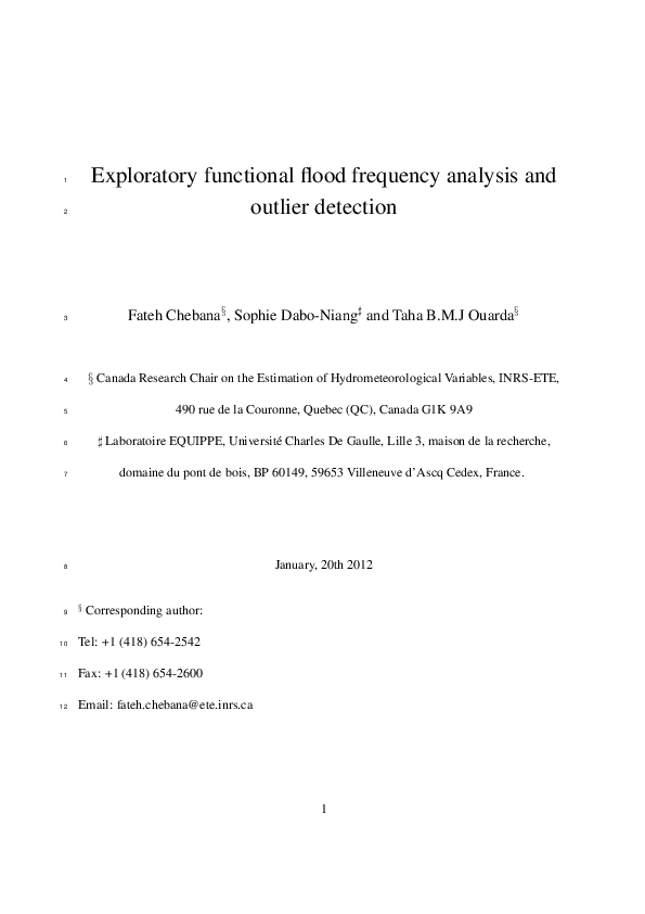 Pdf Exploratory Functional Flood Frequency Analysis And Outlier Detection