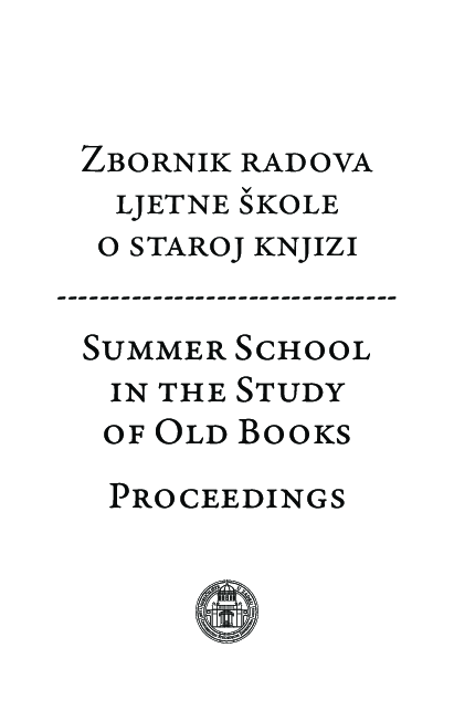 (PDF) Summer School in the Study of Old Books