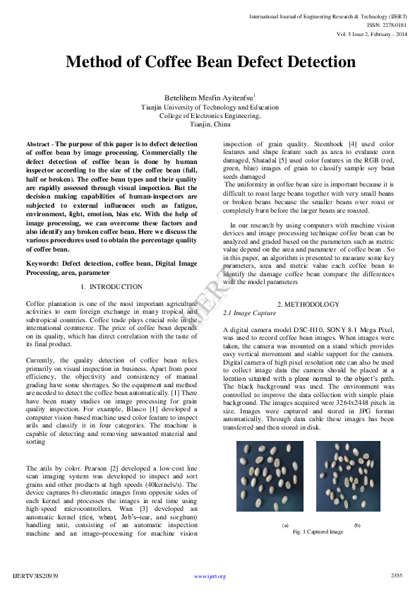 (PDF) Method of Coffee Bean Defect Detection