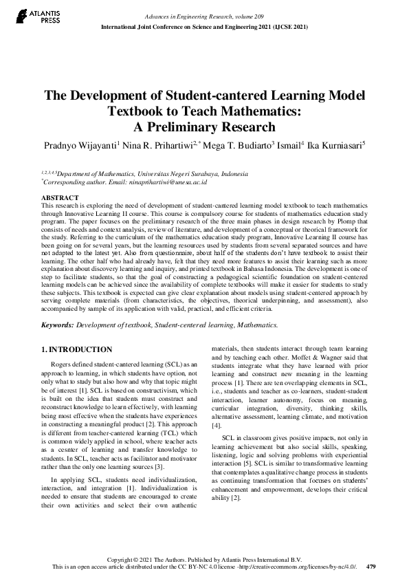 (PDF) The Development of Student-cantered Learning Model Textbook to ...