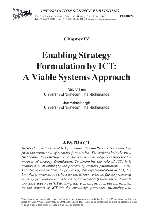 (PDF) Enabling Strategy Formulation by ICT