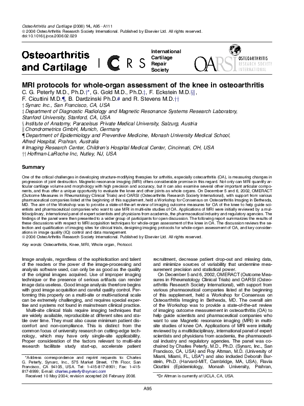 (PDF) MRI protocols for whole-organ assessment of the knee in ...