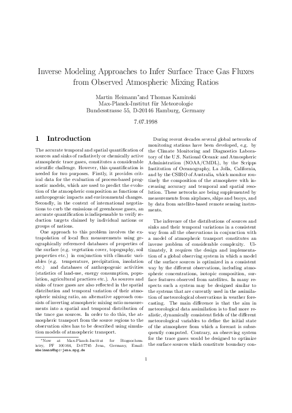 (PDF) Inverse modelling approaches to infer surface trace gas fluxes ...