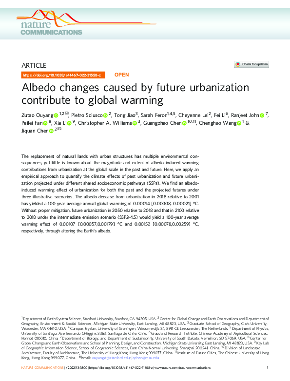 (PDF) Albedo changes caused by future urbanization contribute to global ...