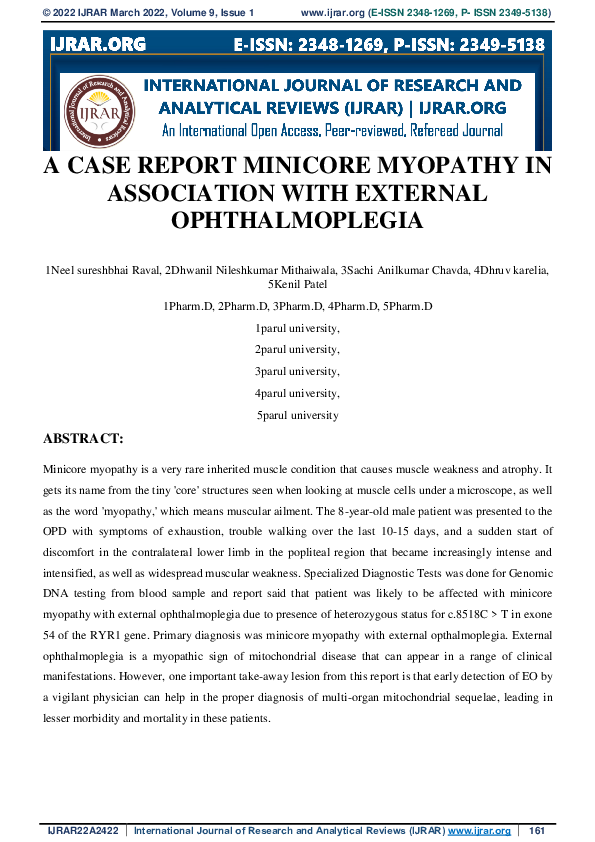 (PDF) A Case Report Minicore Myopathy in Association with External ...