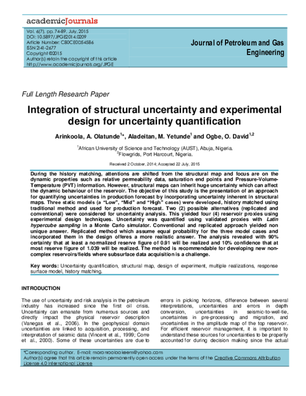 (PDF) Integration of structural uncertainty and experimental design for ...