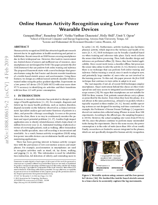 Pdf Online Human Activity Recognition Using Low Power Wearable Devices