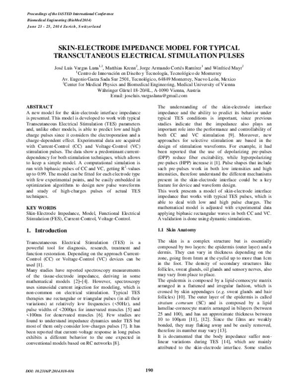 (PDF) Skin-Electrode Impedance Model for Typical Transcutaneous ...
