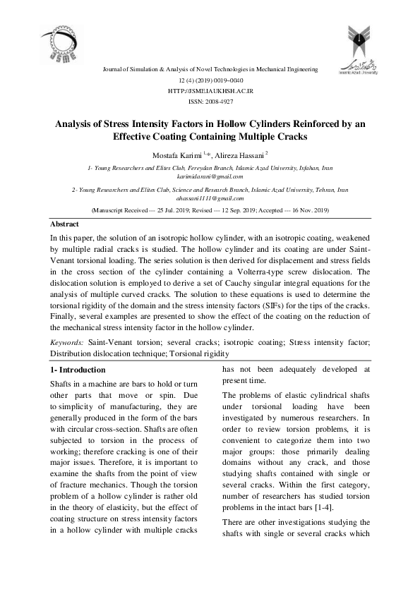 (PDF) Analysis of Stress Intensity Factors in Hollow Cylinders ...