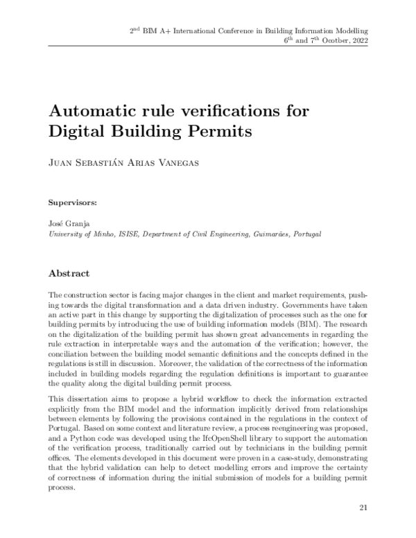 (PDF) Automatic rule verifications for Digital Building Permits