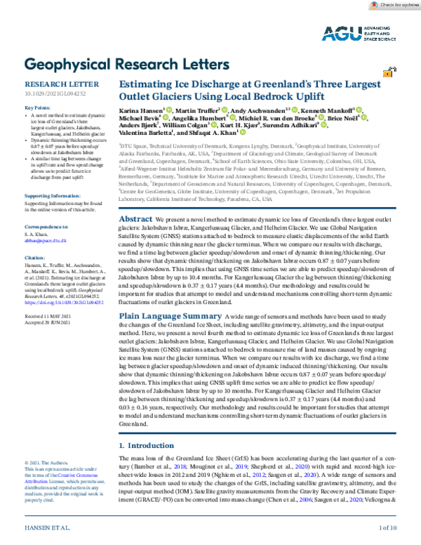 (PDF) Estimating Ice Discharge at Greenland's Three Largest Outlet ...