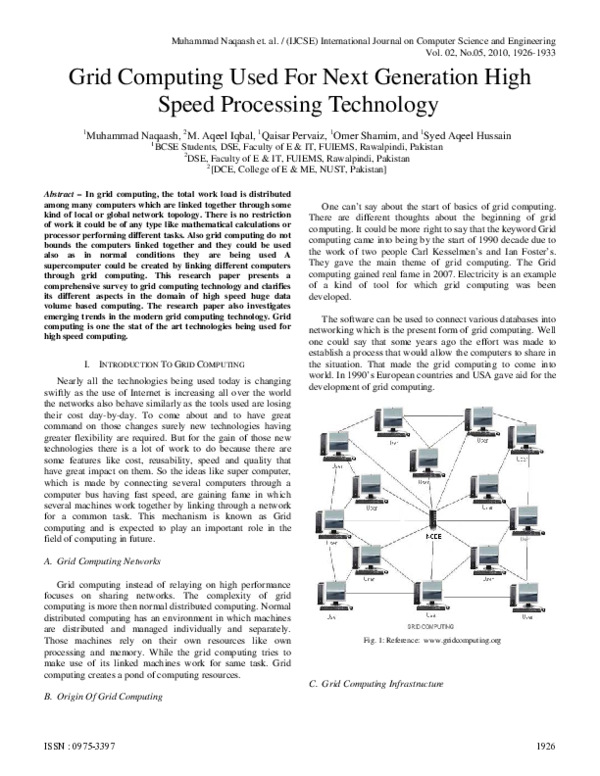 (PDF) Grid Computing Used For Next Generation High Speed Processing ...