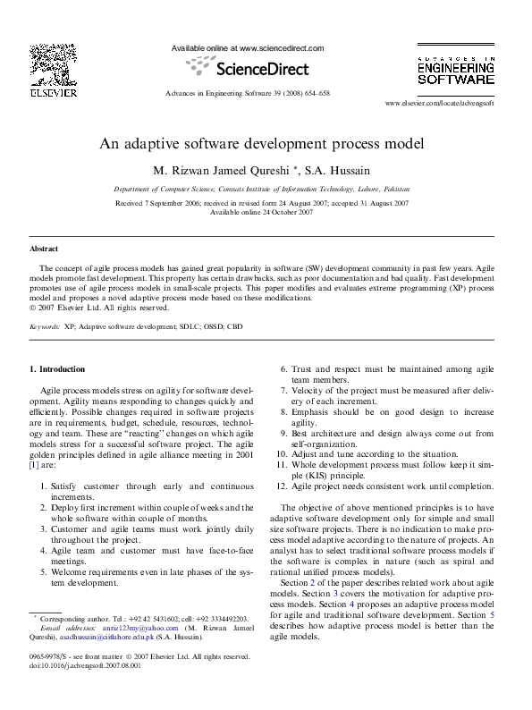 (PDF) An adaptive software development process model