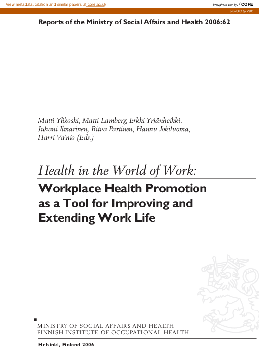 (PDF) Health in the World of Work. Workplace Health Promotion as a Tool ...